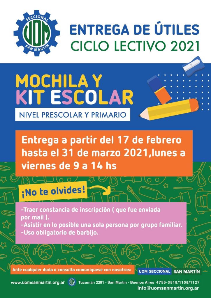 Kit Escolar – Entrega 2021 | UOM San Martín